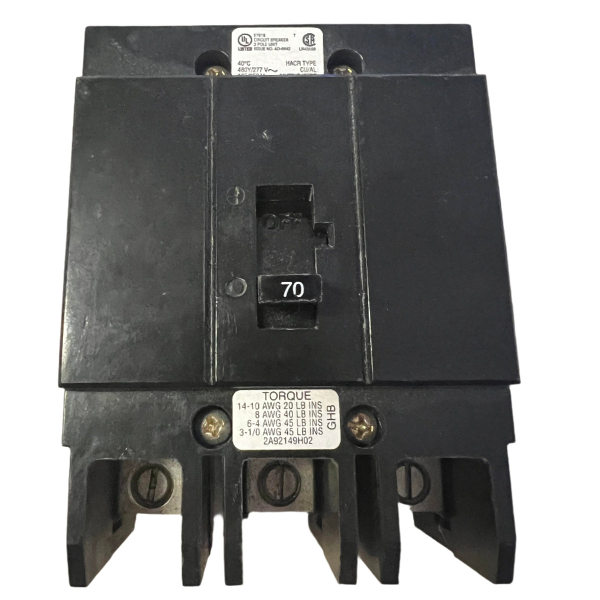 New Eaton 70 Amp Bolt-On Circuit Breaker - GHB3070 | Arck Electric ...