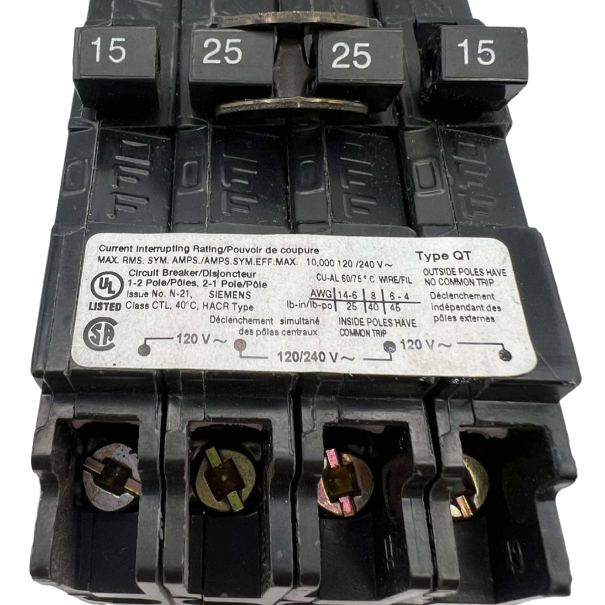 Siemens 15/25 Amp Triplex Breaker - Q21525CT | Arck Electric – Arck ...