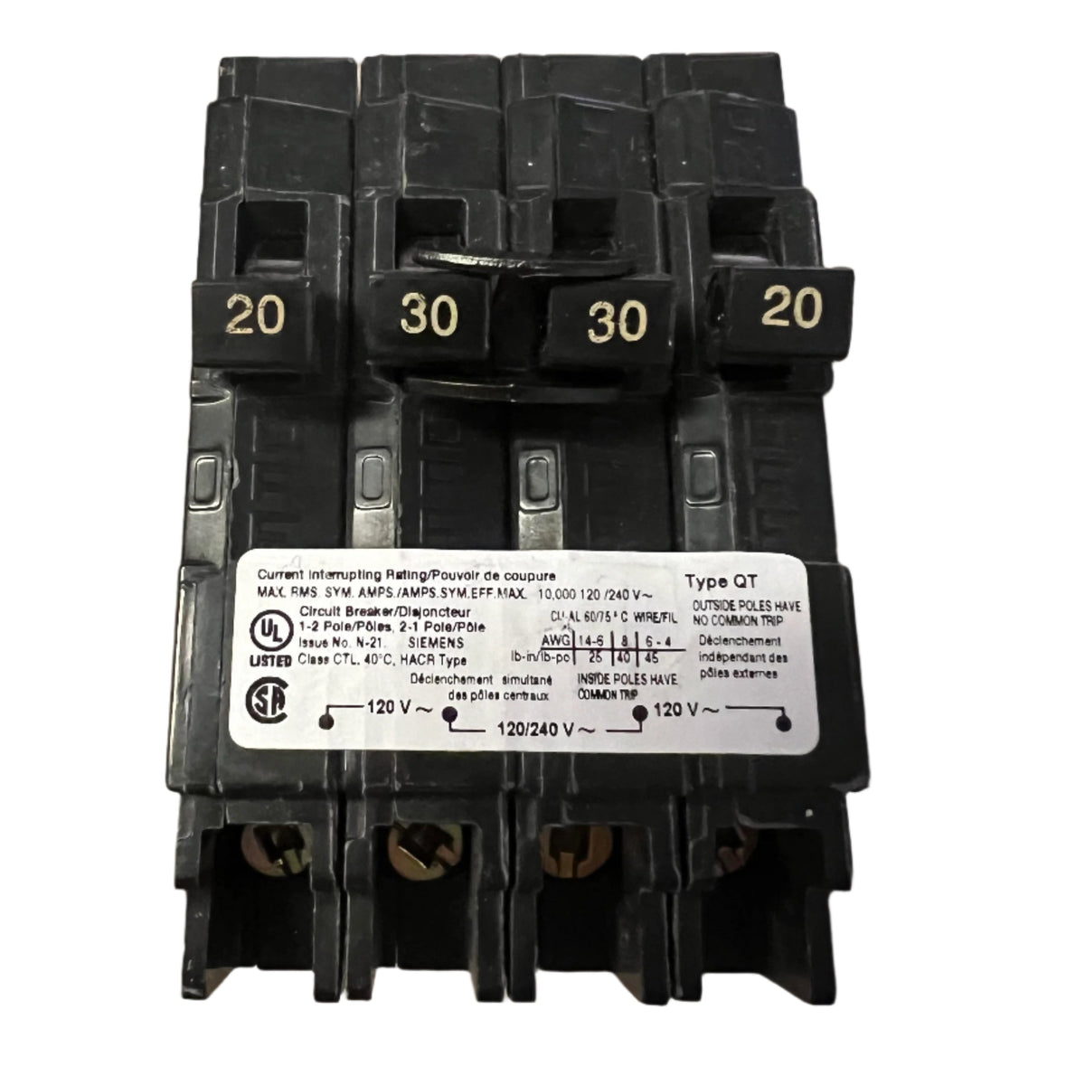 Siemens 20/30 Amp Triplex Breaker - Q22030CT | Arck Electric – Arck ...