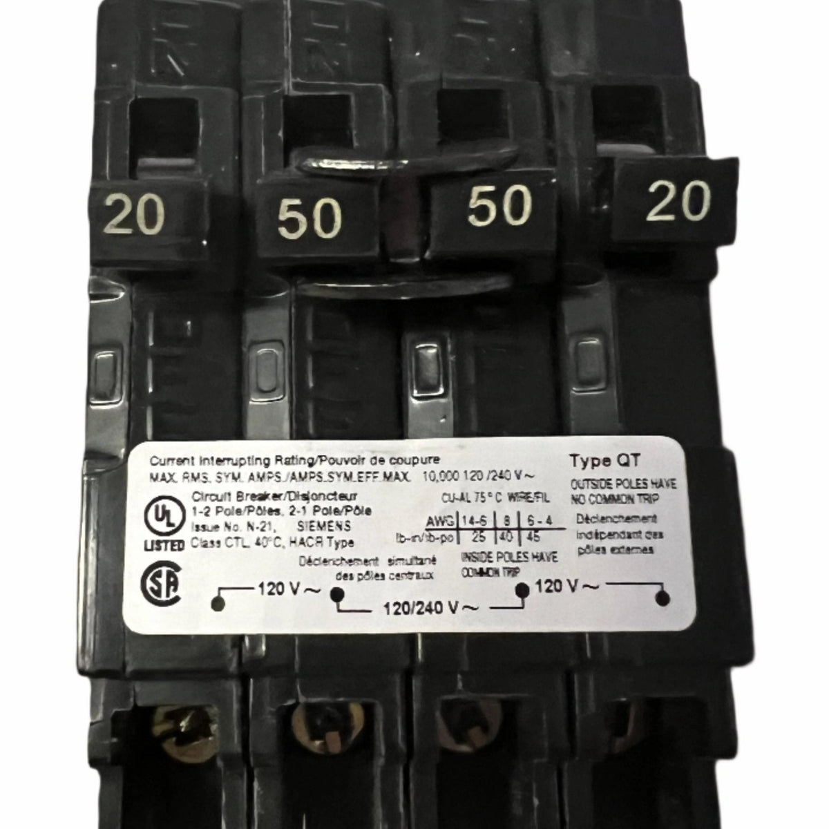 New Siemens 20/50 Amp Triplex Breaker - Q22050CT | Arck Electric – Arck ...