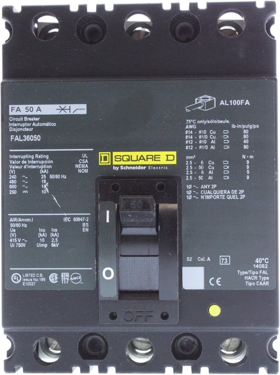 Square D 50 Amp 600V Breaker - FAL36050 | Arck Electric – Arck ...