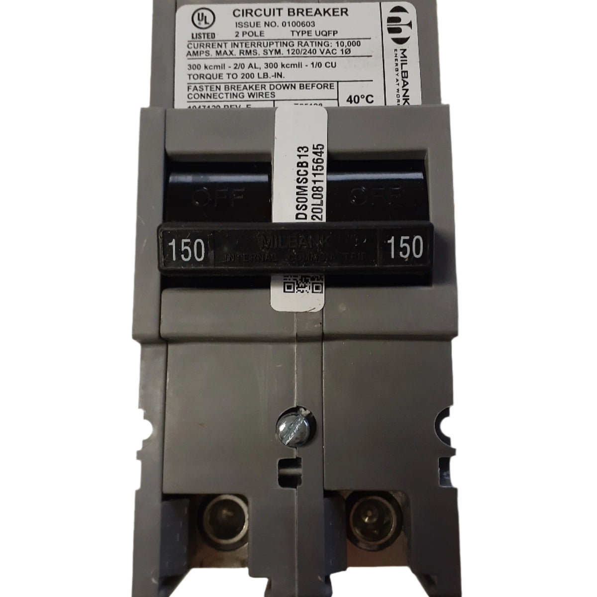 Milbank 150 Amp Plug-In Main Breaker - UQFP150 | Arck Electric – Arck ...